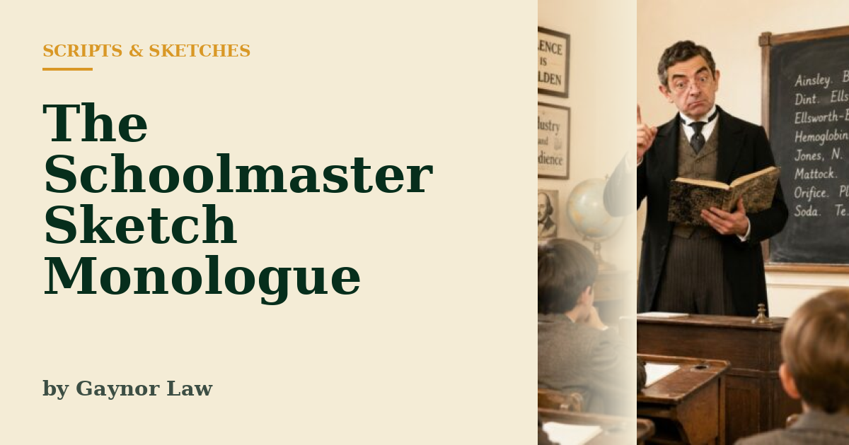 The Schoolmaster Sketch - Comedy Monologue